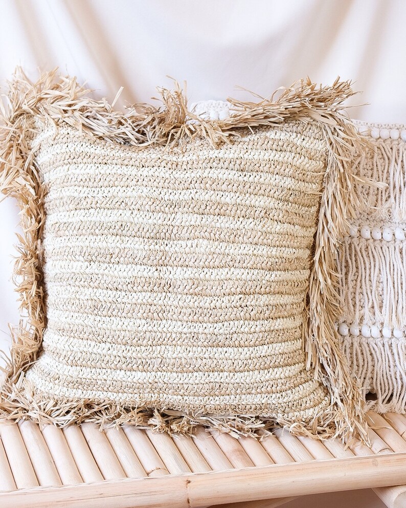 Raffia Cushion Cover Striped - Etsy