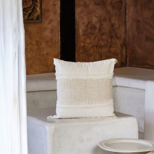 Raffia Cushion Cover With Fringe - Etsy