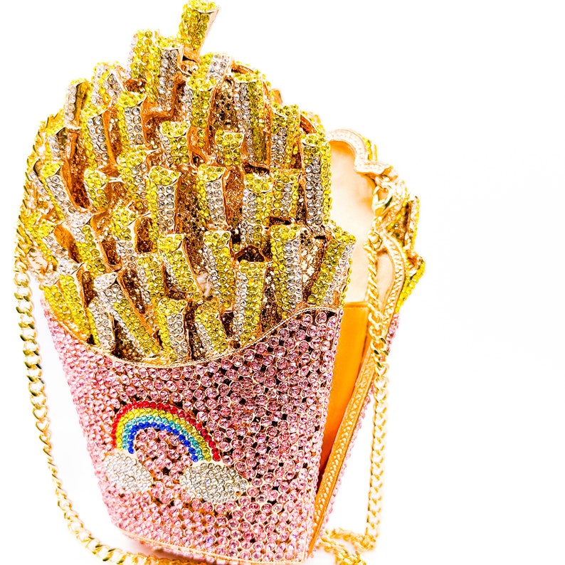 Swarovski Crystal Cute French Fries Purse Evening Clutch Bag Sparkling ...