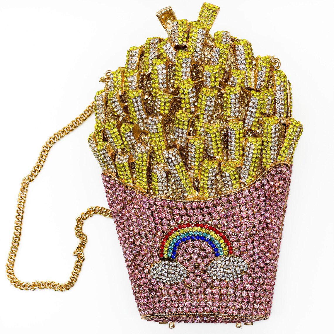 Swarovski Crystal Cute French Fries Purse Evening Clutch Bag Sparkling ...