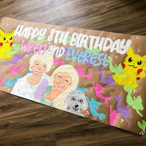 Butcher Sign Birthday Banner Kraft Paper Banner Custom Hand Painted ...