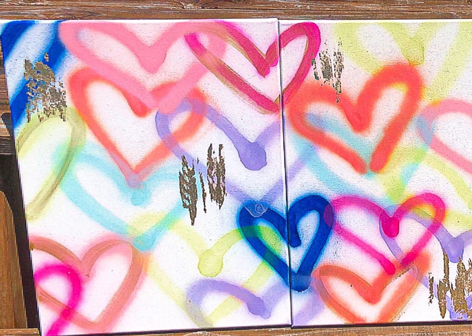 Set of 3 Spray Paint Hearts Canvas Spray Paint Art Spray - Etsy