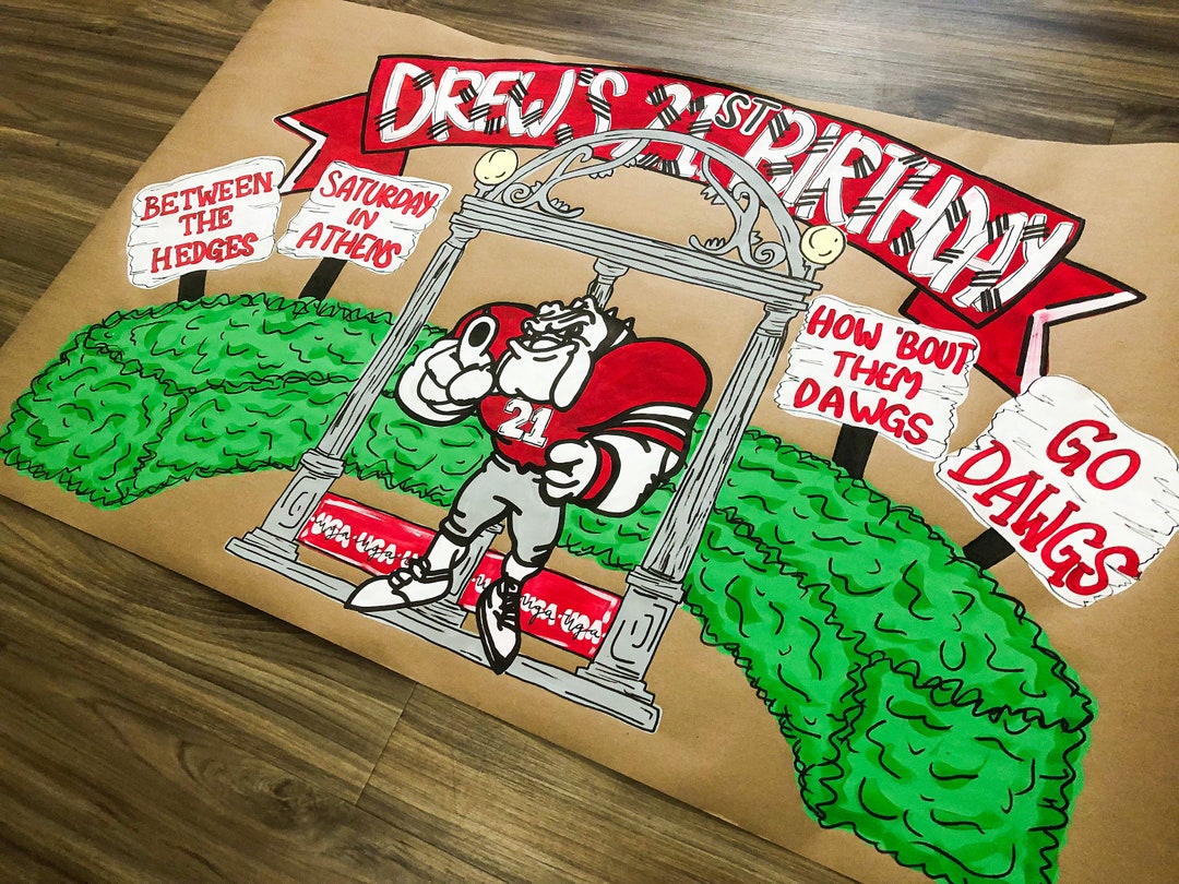 Butcher Sign Happy Birthday Banner Kraft Paper Banner Custom Hand ...