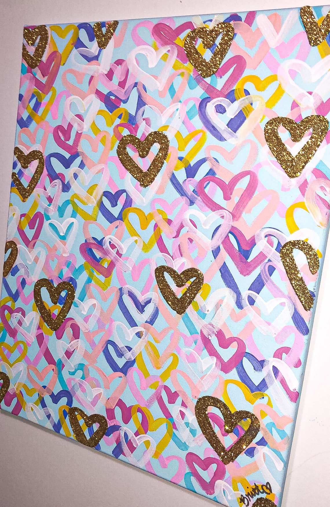 Colorful Hearts Gold Glitter Glitter Personalized Preppy - Etsy