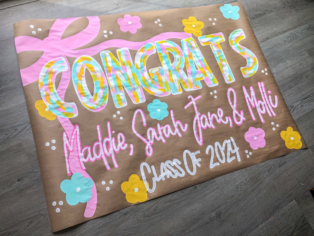 Graduation Banner| Kraft Paper Banner | Custom | Hand Painted | Party ...
