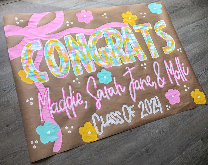 Graduation Banner| Kraft Paper Banner | Custom | Hand Painted | Party ...