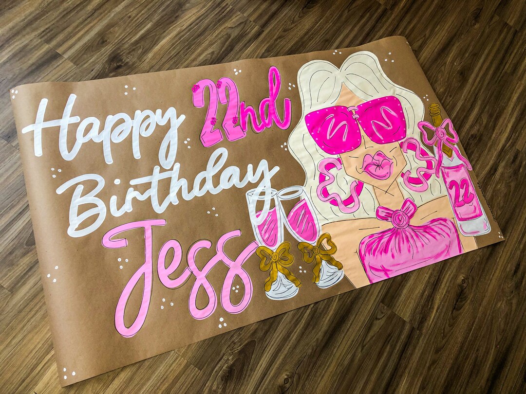 Butcher Sign Birthday Banner Kraft Paper Banner Custom Hand Painted ...