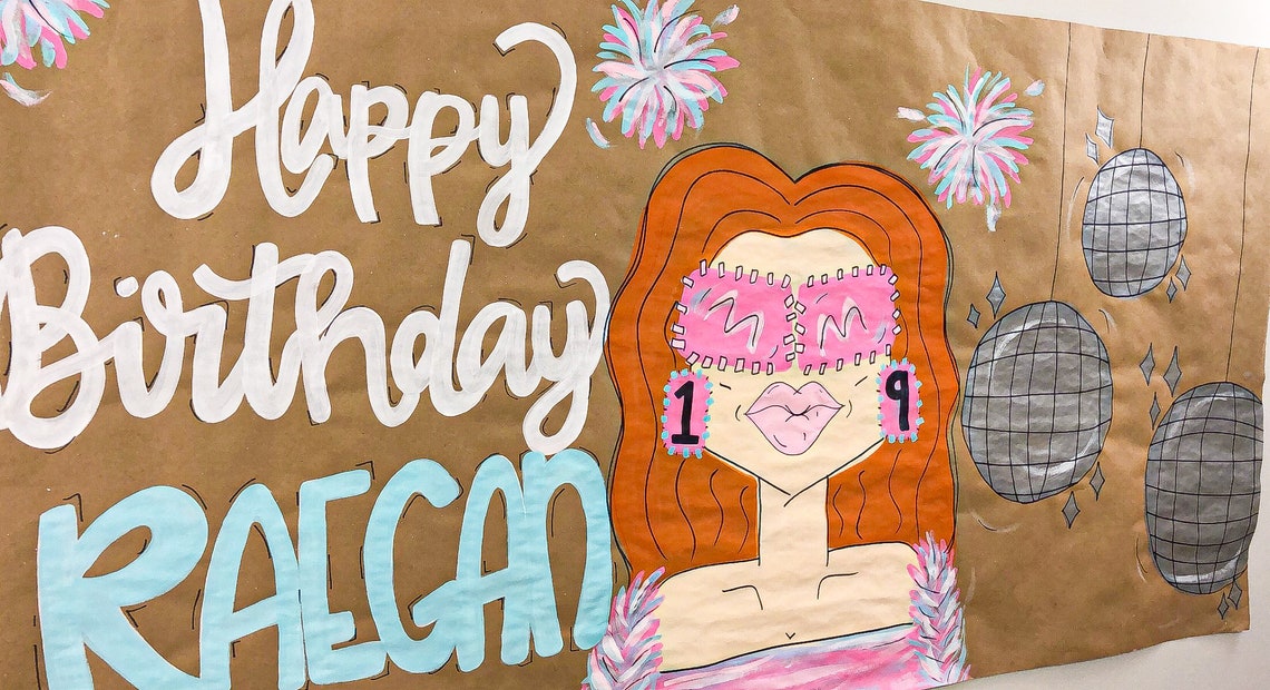 Painted Banner Kraft Paper Banner Custom Hand Painted - Etsy