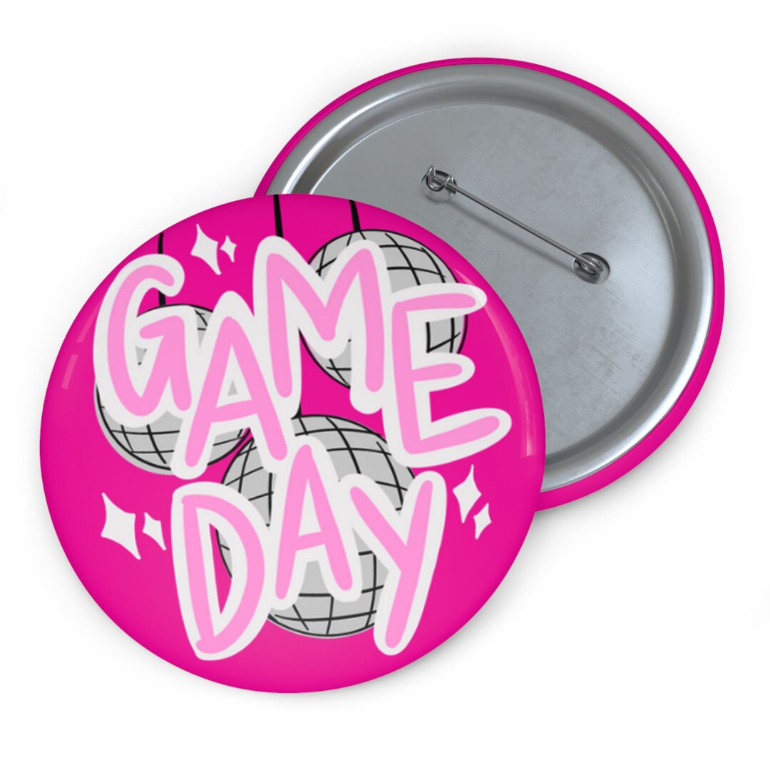 Custom Pin Buttons Gameday Gameday Pin Button Pink Disco Ball Disco ...