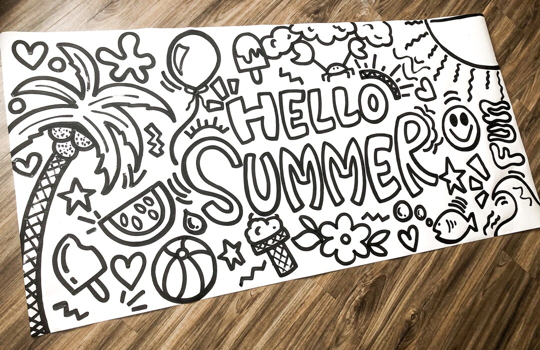 Giant Coloring Sheet / Custom Coloring Sheet / Hand Drawn Coloring ...