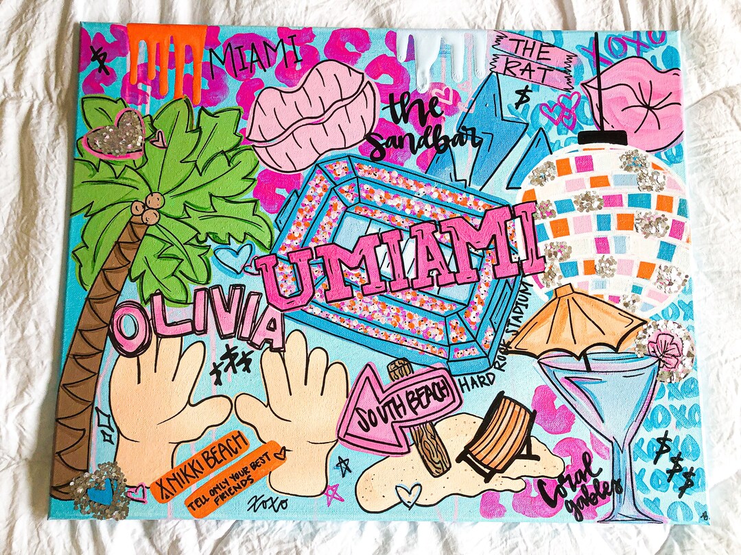 Custom College Painting College Preppy Preppy Art Personalized Canvas ...