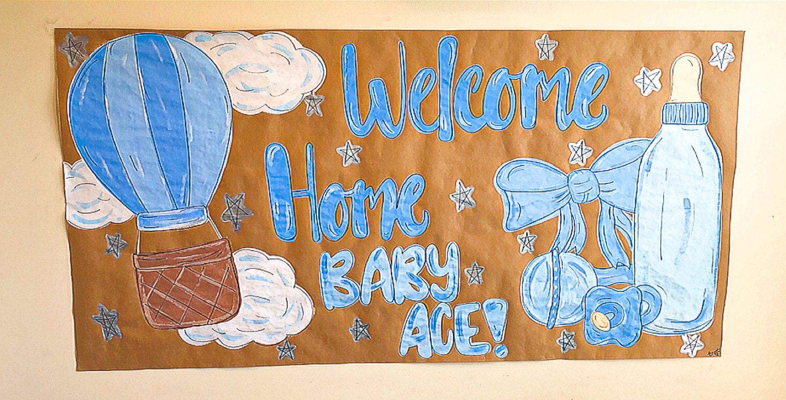 Welcome Home Baby Banner Kraft Paper Banner Custom Hand - Etsy