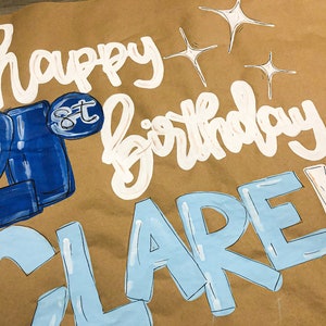 Butcher Sign Happy Birthday Banner Kraft Paper Banner Custom Hand ...