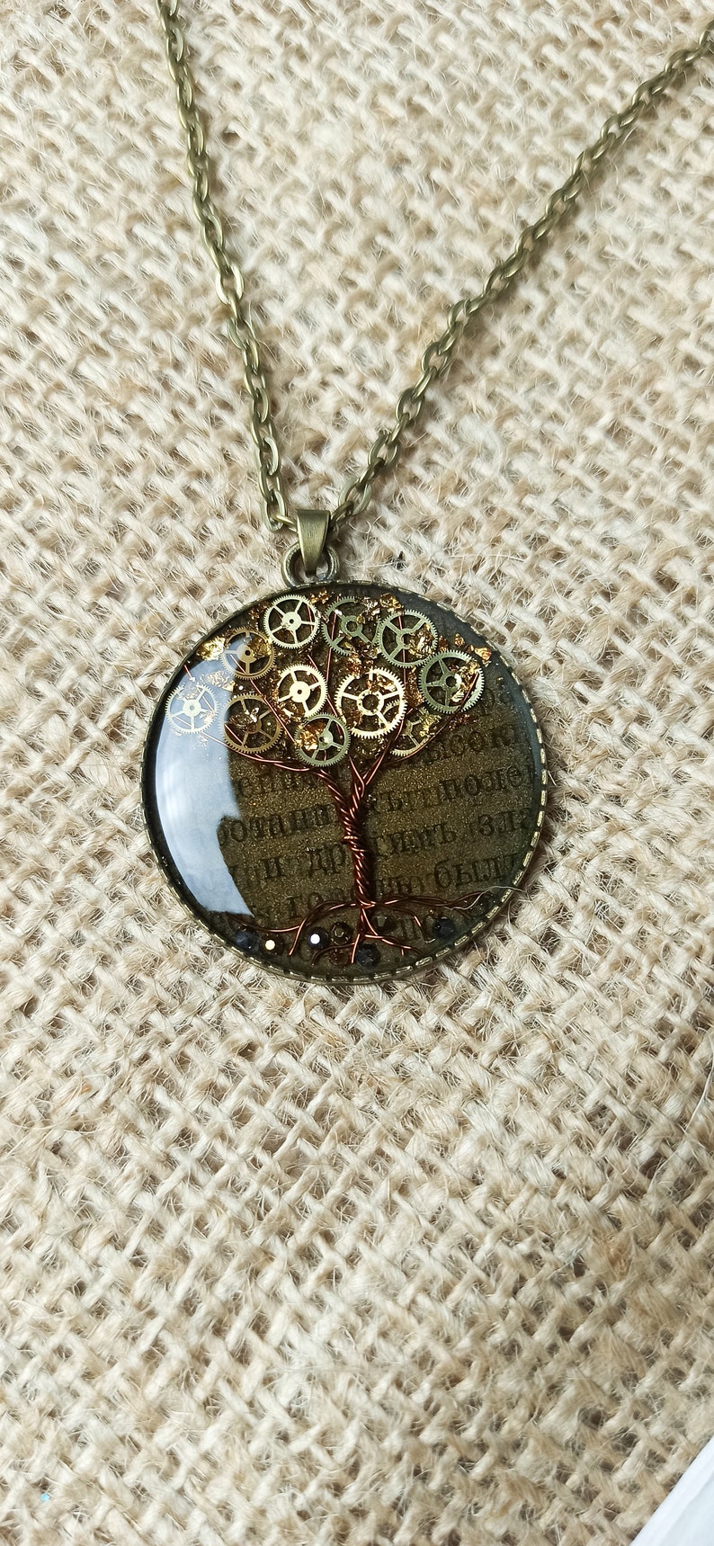 Pendant family Tree With Real Watches Gears Epoxy, Resin, Steampunk ...
