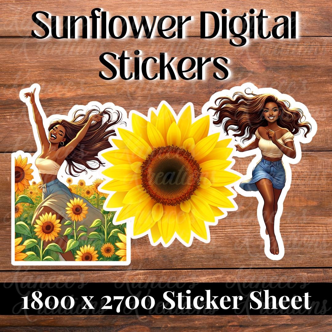 Sunflower Stickers: Vibrant Planner Stickers (digital Download) - Etsy