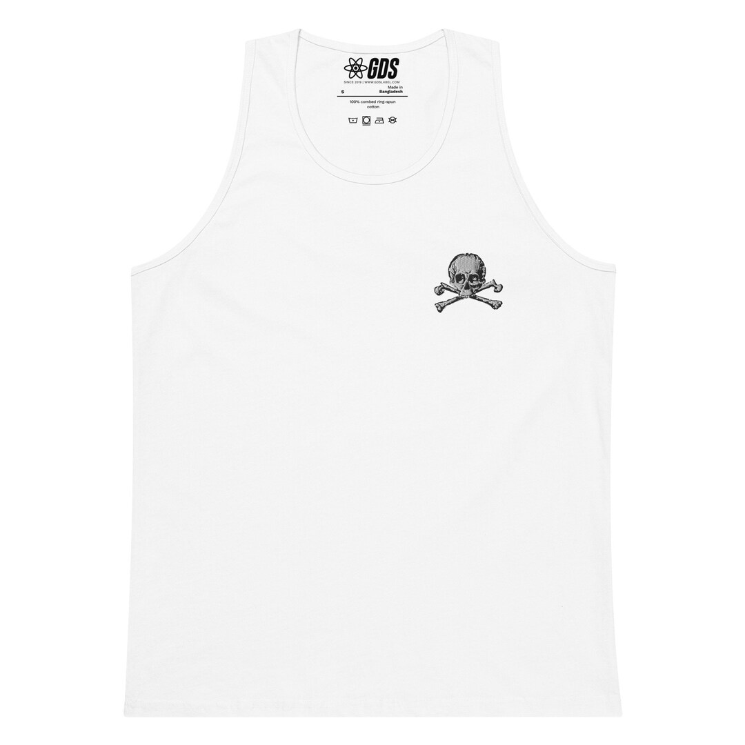 Skull & Bones Tank Top Mens Premium Gothic Fashion Skull Crossbones ...