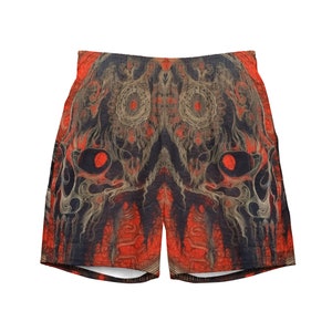 Goth Skull Rococo Black Red Men's Swim Trunks Vintage Inspired Baroque ...