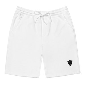 Armor of God Cross Shield Men’s Fleece Shorts – Embroidered Christian ...