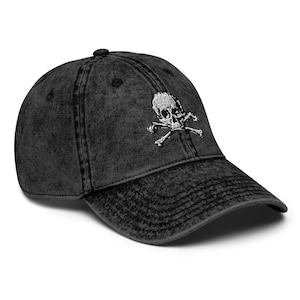 Skull Crossbones Vintage Dad Hat Embroidered – Distressed Gothic Punk ...