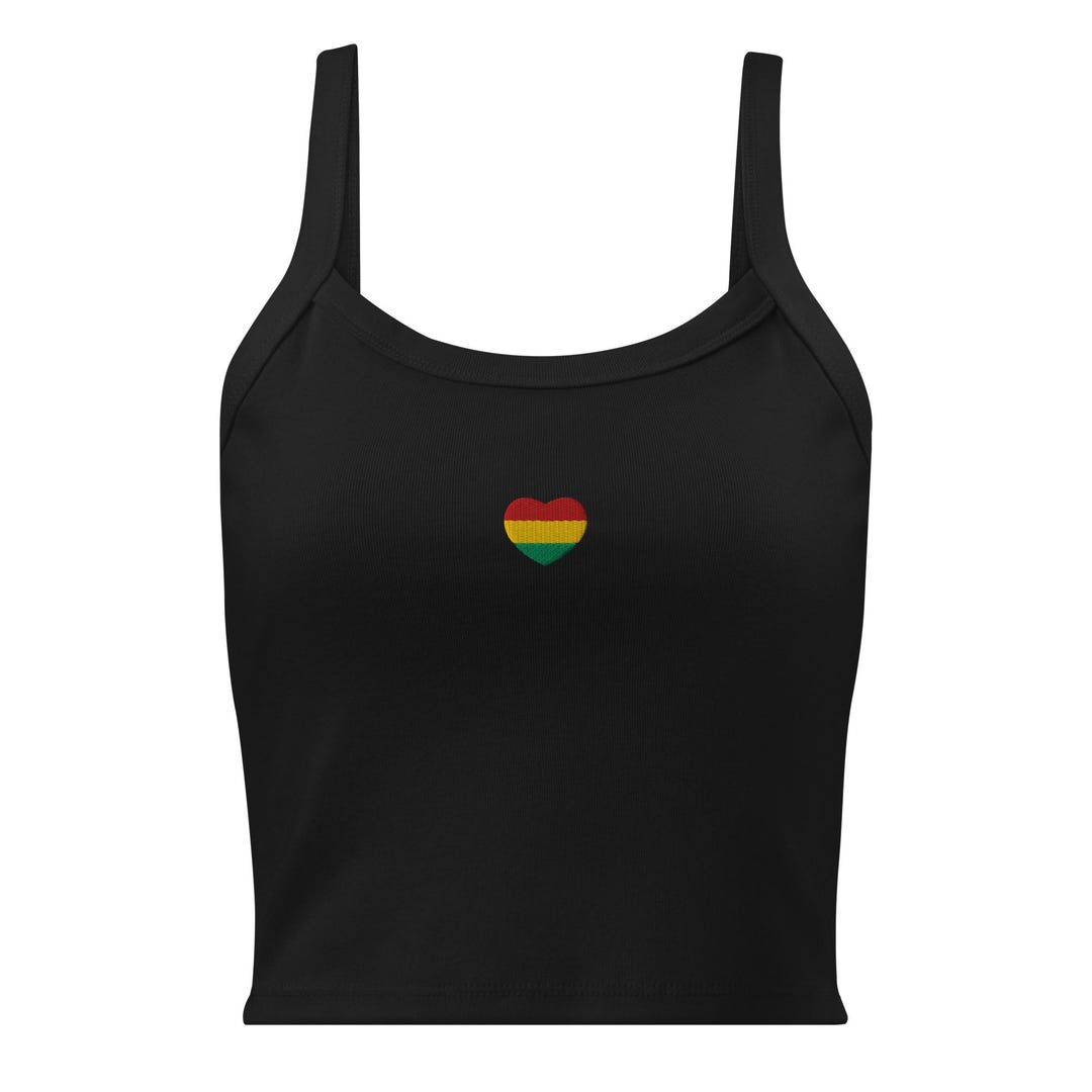 Rasta Flag Love Women’s Micro-rib Tank Top – Embroidered Reggae Pride ...