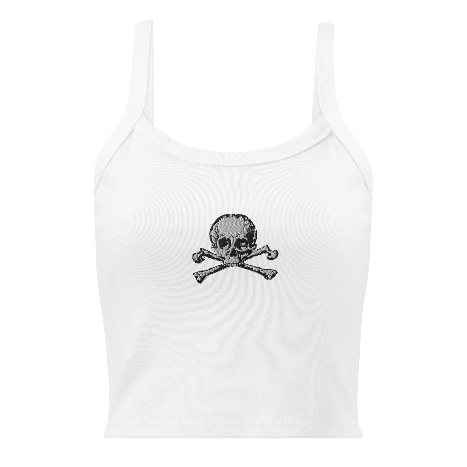 Skull Crossbones Women’s Micro Rib Tank Top – Embroidered Gothic Emo ...