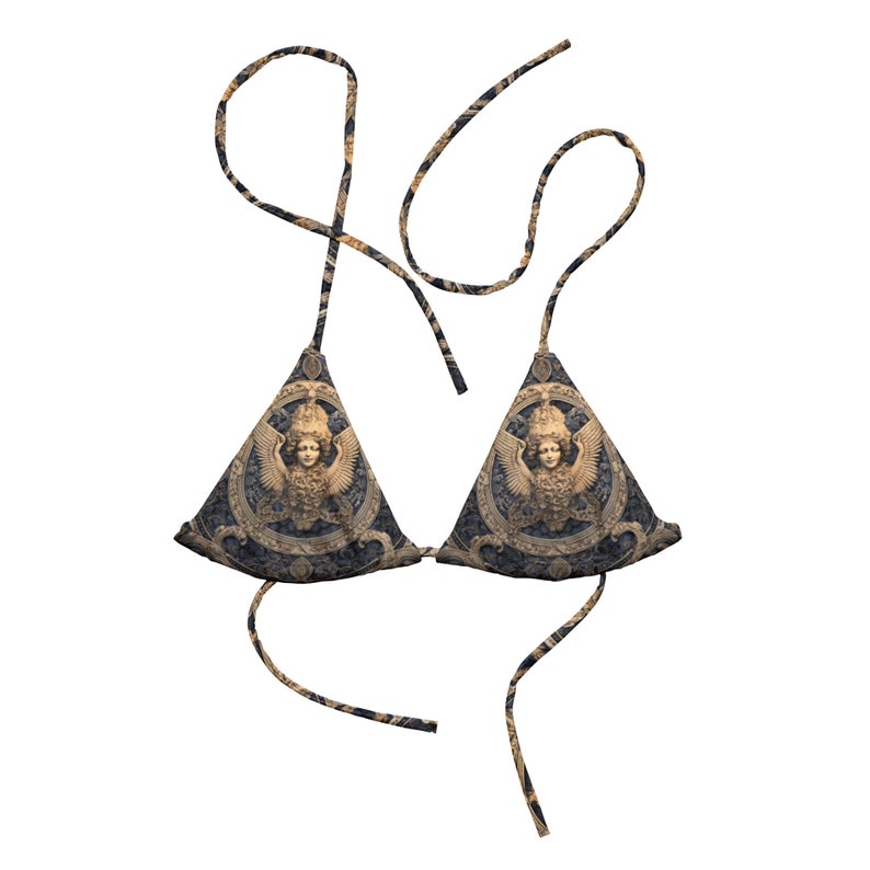 Angel Couture Rococo Baroque String Bikini Top Khaki Sand & Blue ...