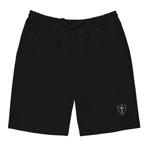 Armor of God Cross Shield Men’s Fleece Shorts – Embroidered Christian ...