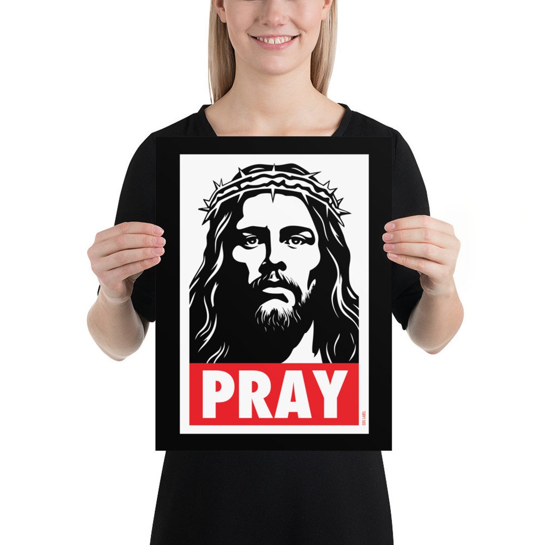 Jesus Pray Poster Christian Wall Art Contemporary Modern Street Art ...