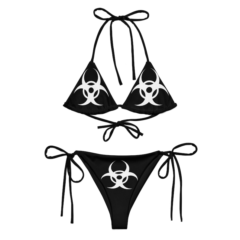 Biohazard String Bikini - Recycled Y2K Goth Swimwear - Etsy