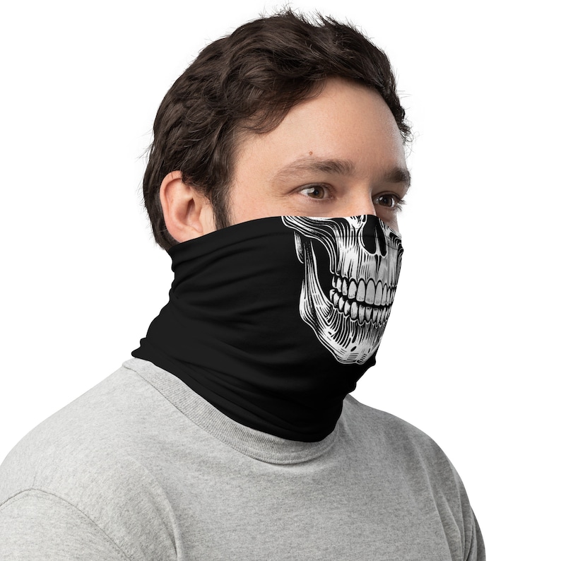 Human Skull Teeth Neck Gaiter – Gothic Horror Face Cover, Spooky ...