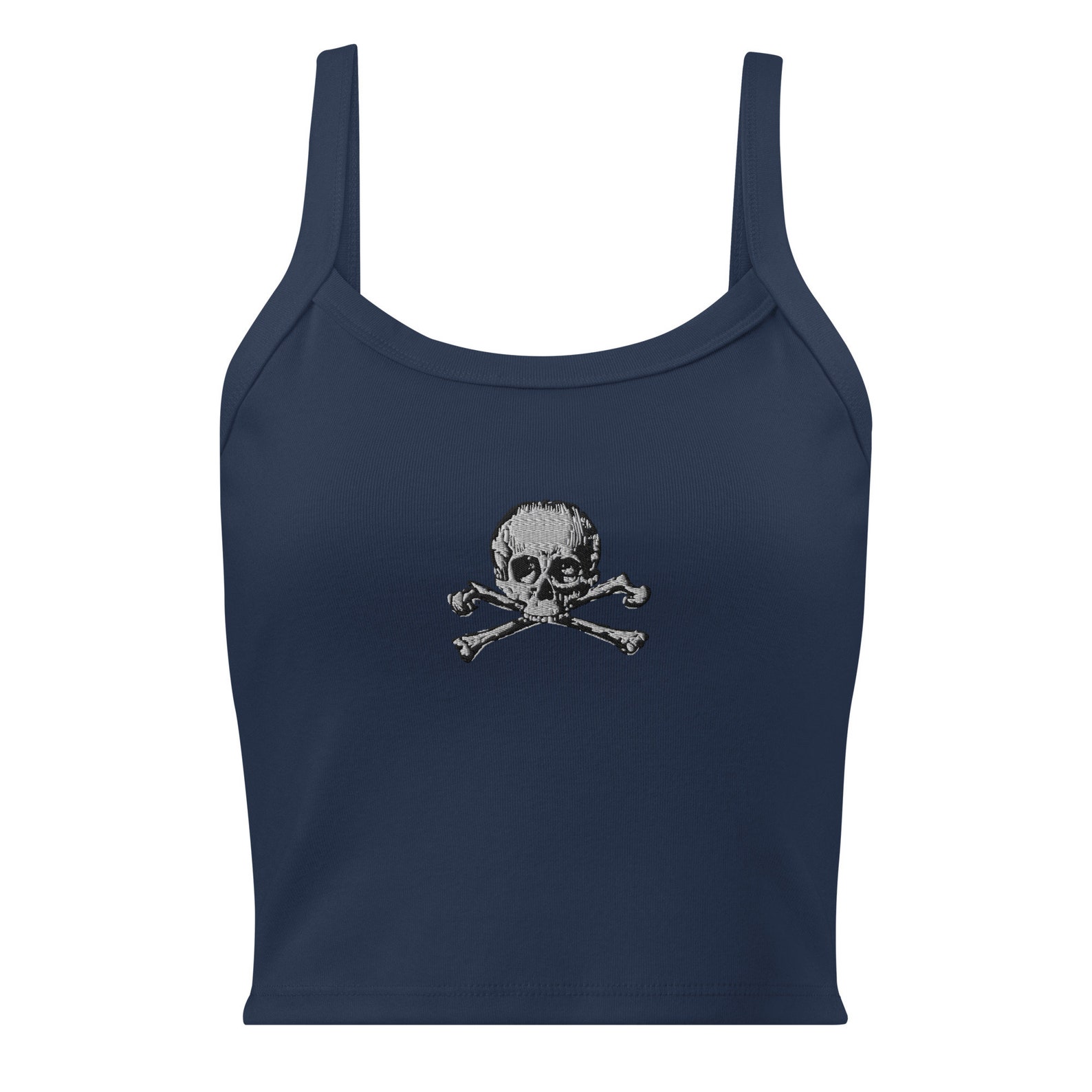 Skull Crossbones Women’s Micro Rib Tank Top – Embroidered Gothic Emo ...