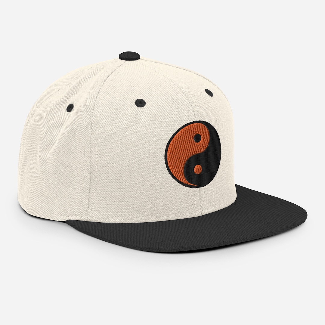 Yin Yang Snapback Hat Embroidered Orange & Black - Etsy