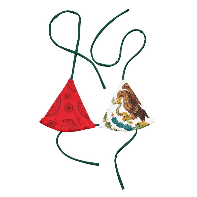 Mexico String Bikini Top Two Tone All Over Print - Etsy
