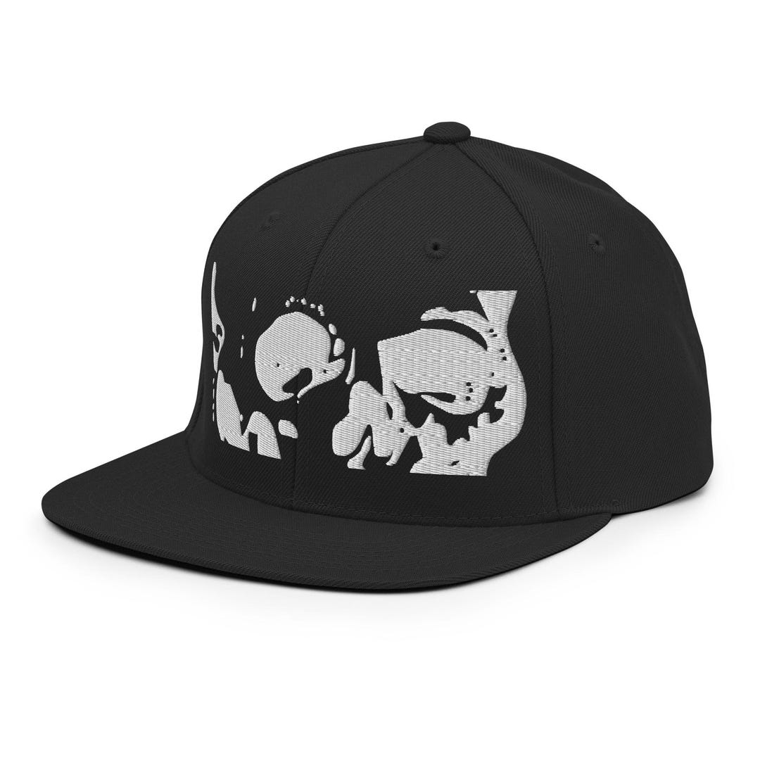Skull Eyes Snapback Hat - Goth Street Punk White Embroidered Design - Etsy
