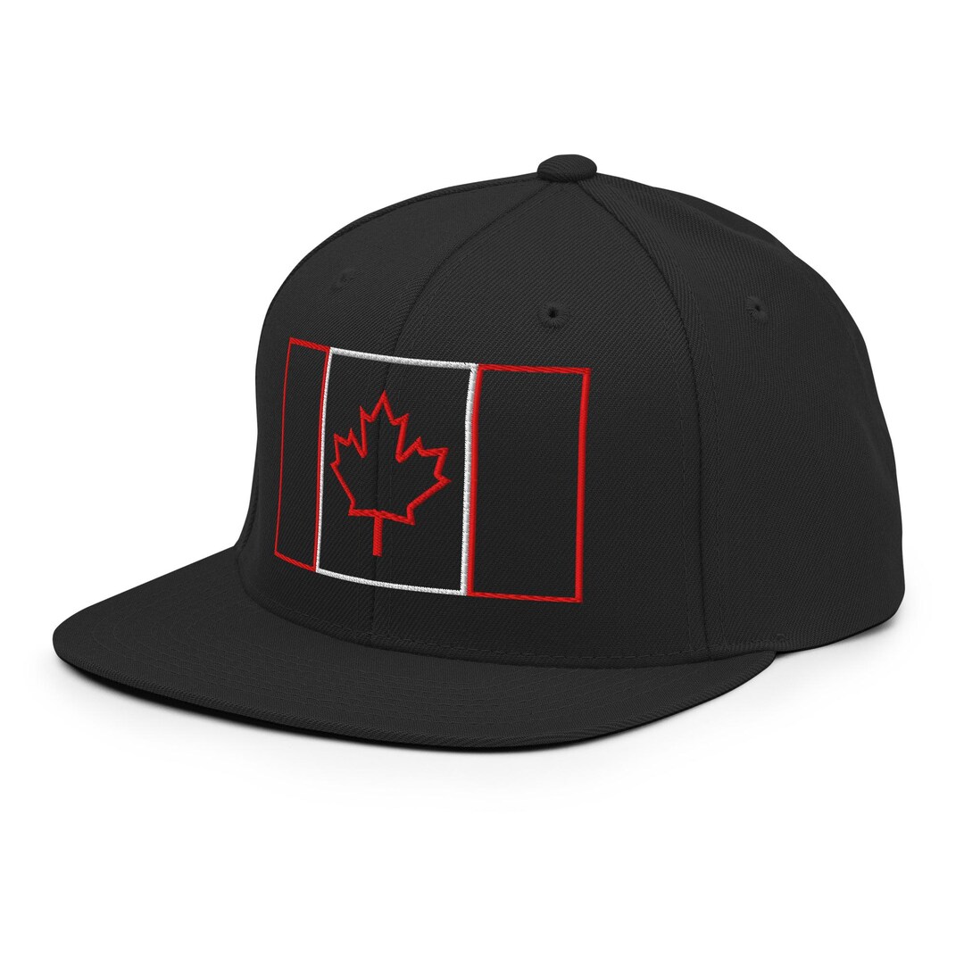 Canada Flag Outline Snapback Hat Embroidered Minimal Design Toronto ...