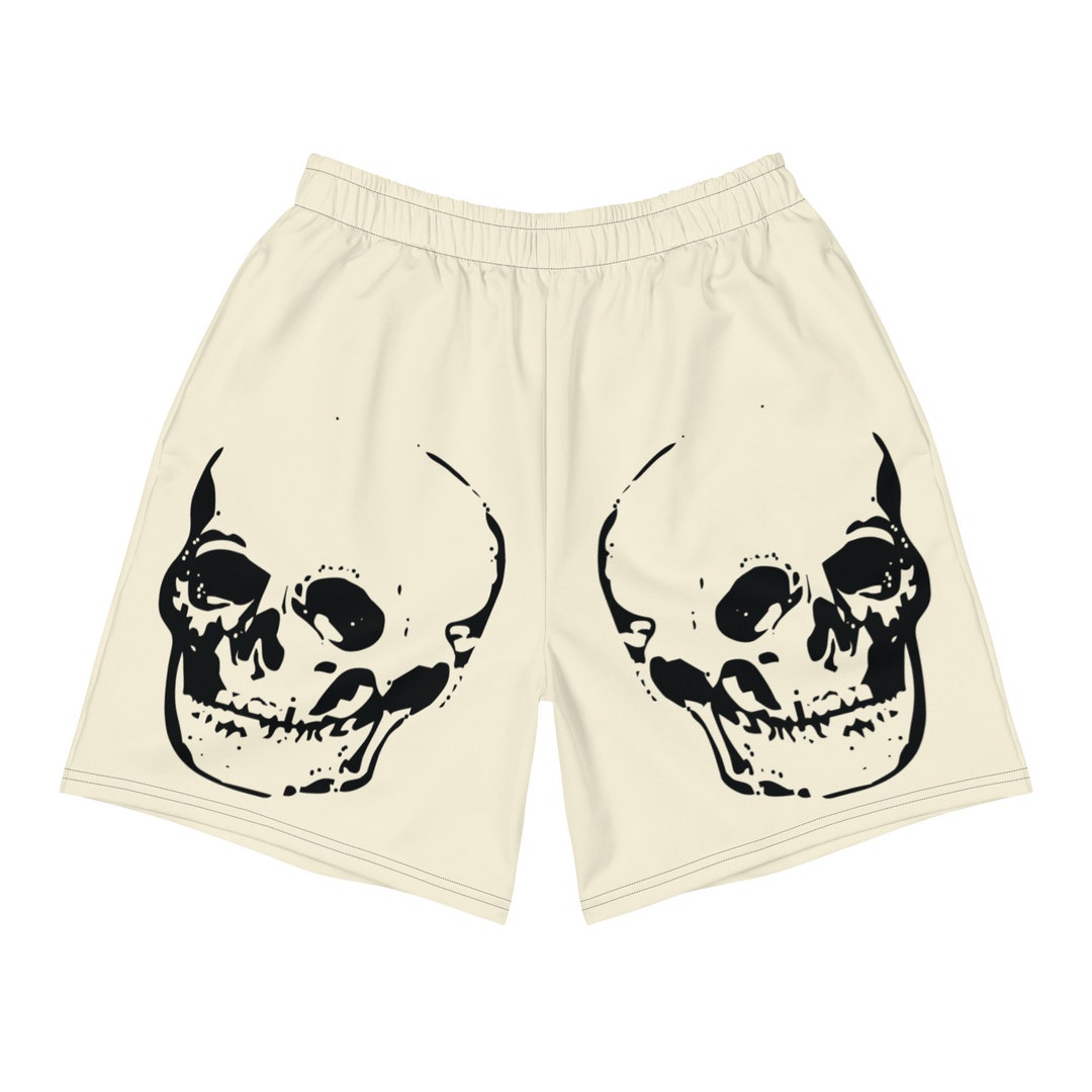 Skull Shorts 'memento Mori' Athletic Long Shorts – Cream Off-white ...