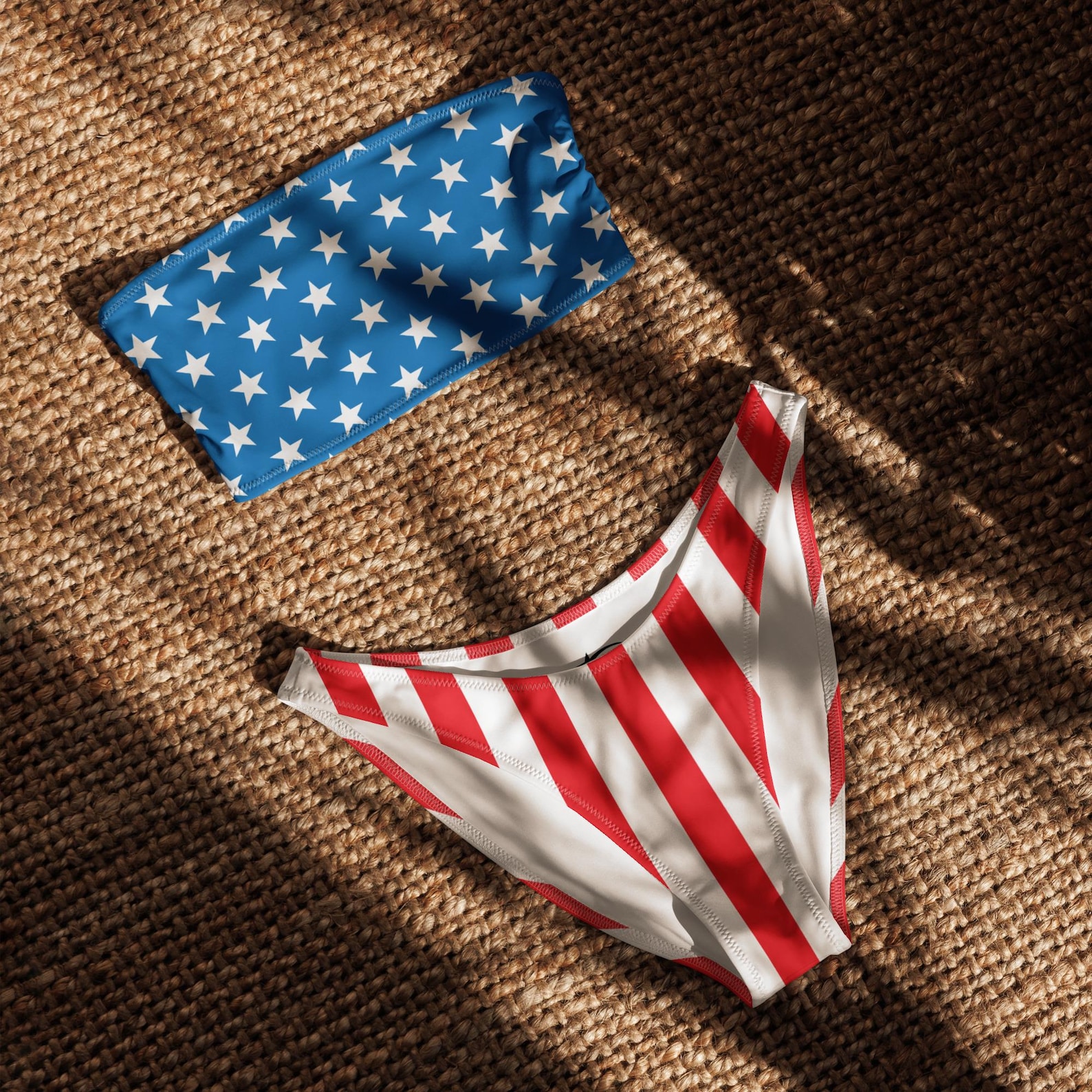 American Flag Recycled Bandeau Bikini Top – USA Pride Swimwear With Eco ...