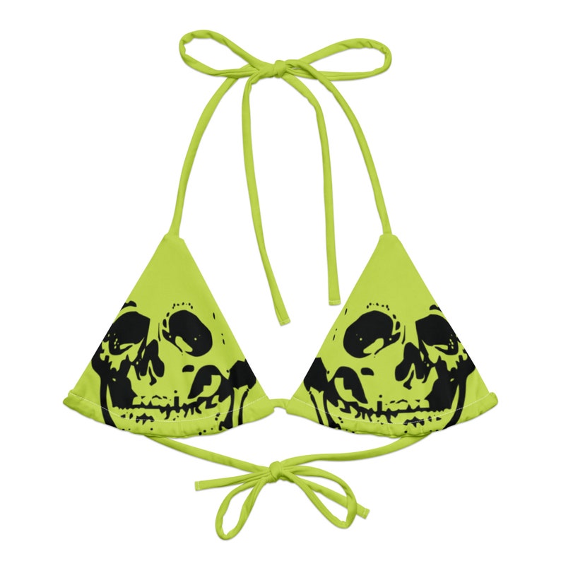 Skull Lime Black String Bikini Top Momento Mori Y2K Zombie Apocalypse ...