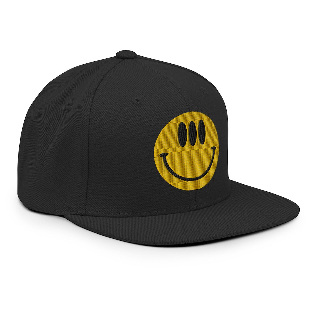 3 Eyed Smiley Face Snapback Hat Embroidered Trippy Design – Psychedelic ...