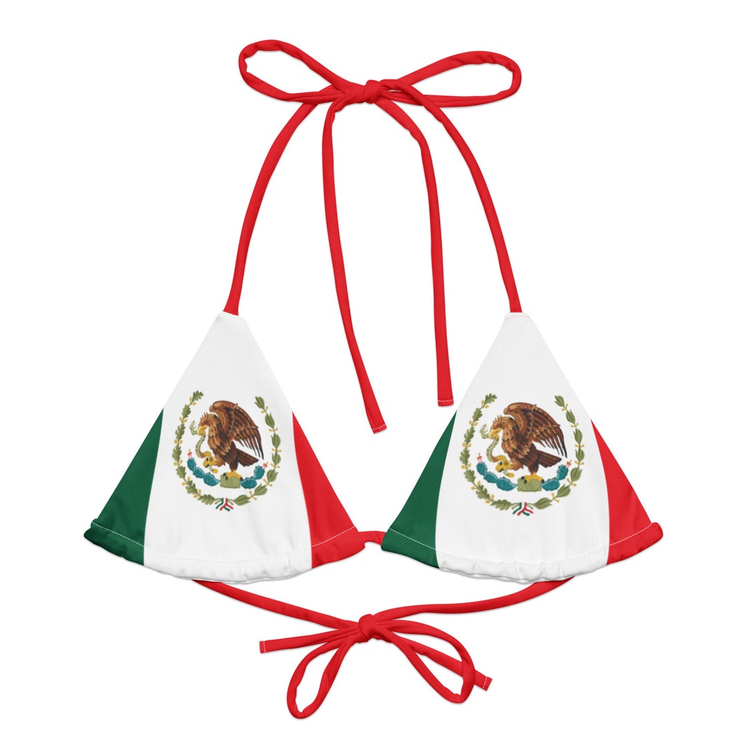 Mexico String Bikini Top – Flag Inspired Tie Swimwear, Adjustable ...