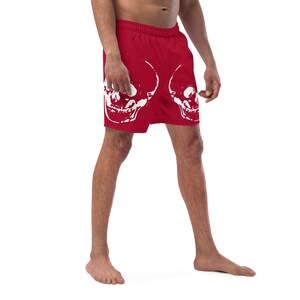 Skull Shorts 'memento Mori' Athletic Men's Swim Trunks Dark Red White ...