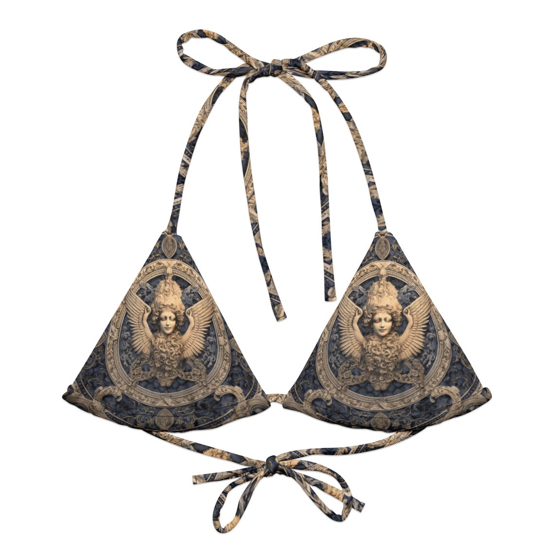 Angel Couture Rococo Baroque String Bikini Top Khaki Sand & Blue ...