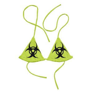 Biohazard String Bikini Top Lime & Black – Y2K Grunge Rave Swimwear ...