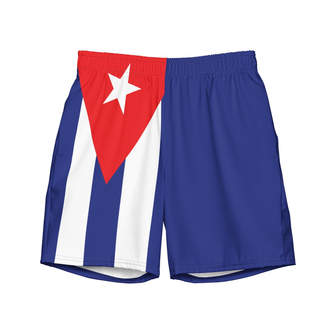 Cuba Swim Trunks – All-over Print Caribbean Island-inspired Pool Shorts ...