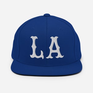 LA Vintage Style White Embroidered Snapback Hat Los Angeles California ...