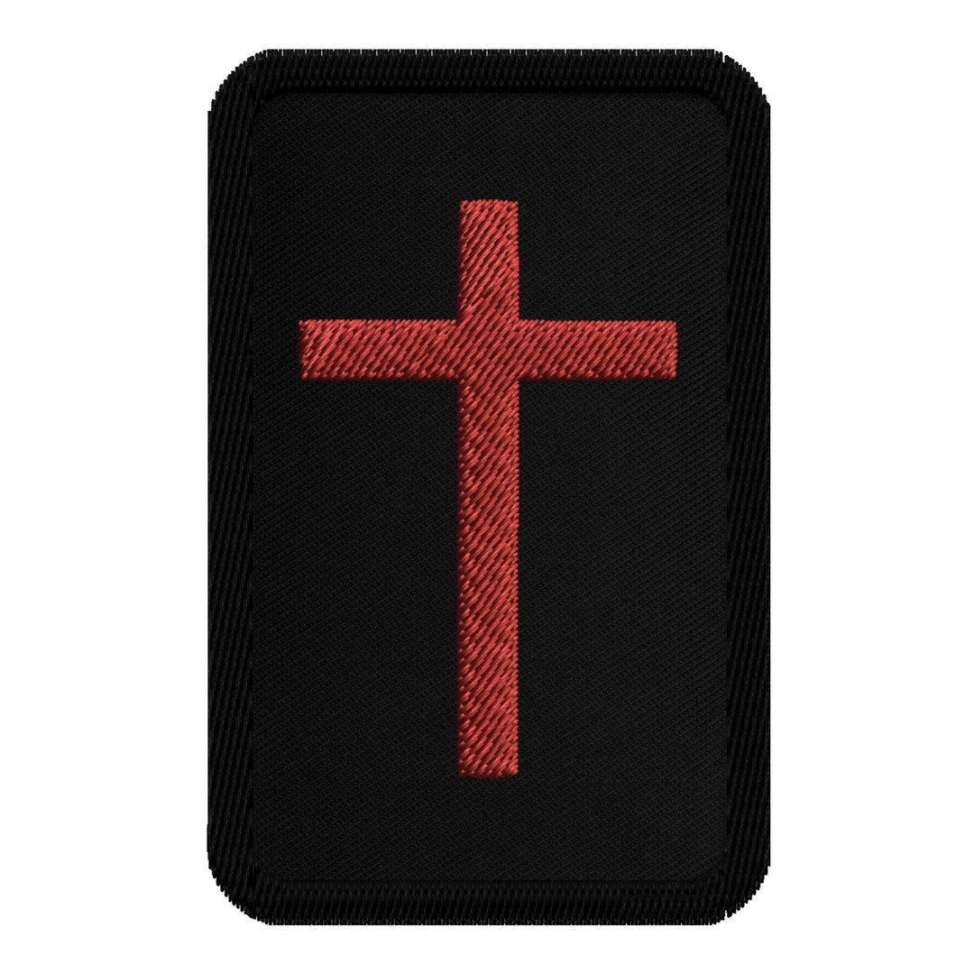 Cross Red Embroidered Patch Modern Design Crucifix Christian Symbol ...
