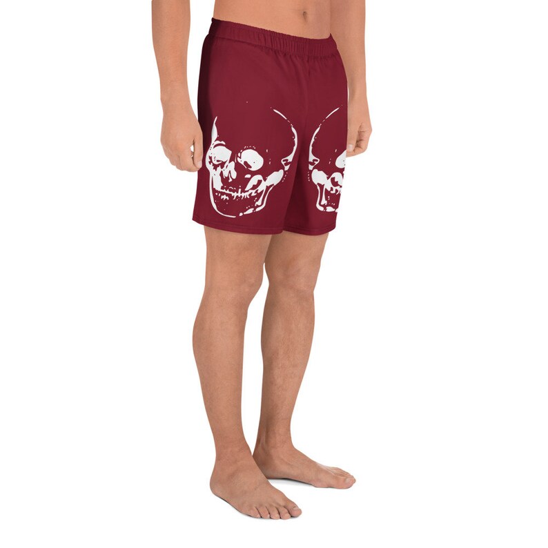 Skull Shorts 'memento Mori' Athletic Long Shorts Burgundy, Gothic ...