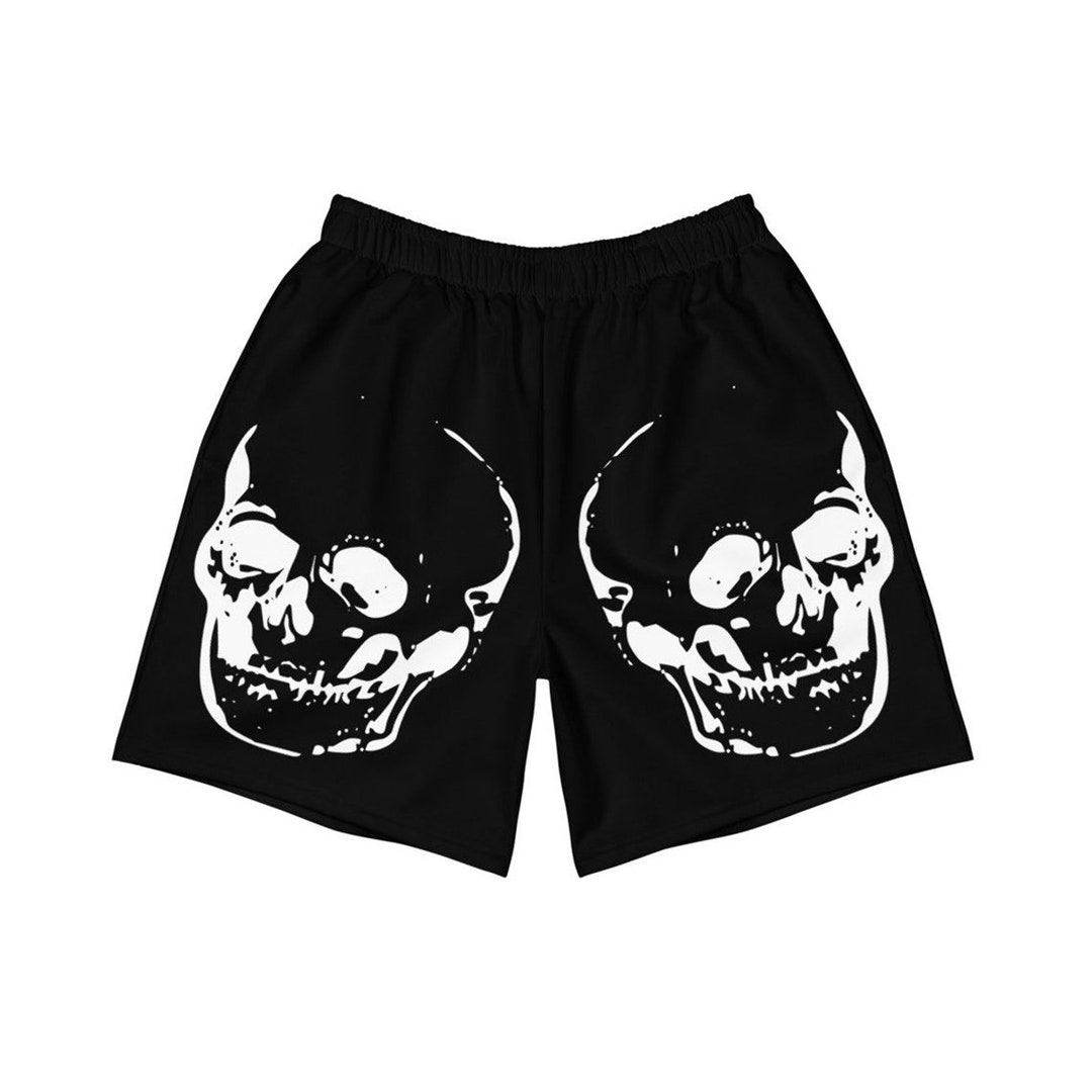 Skull Shorts 'memento Mori' – Black Athletic Long Shorts - Etsy