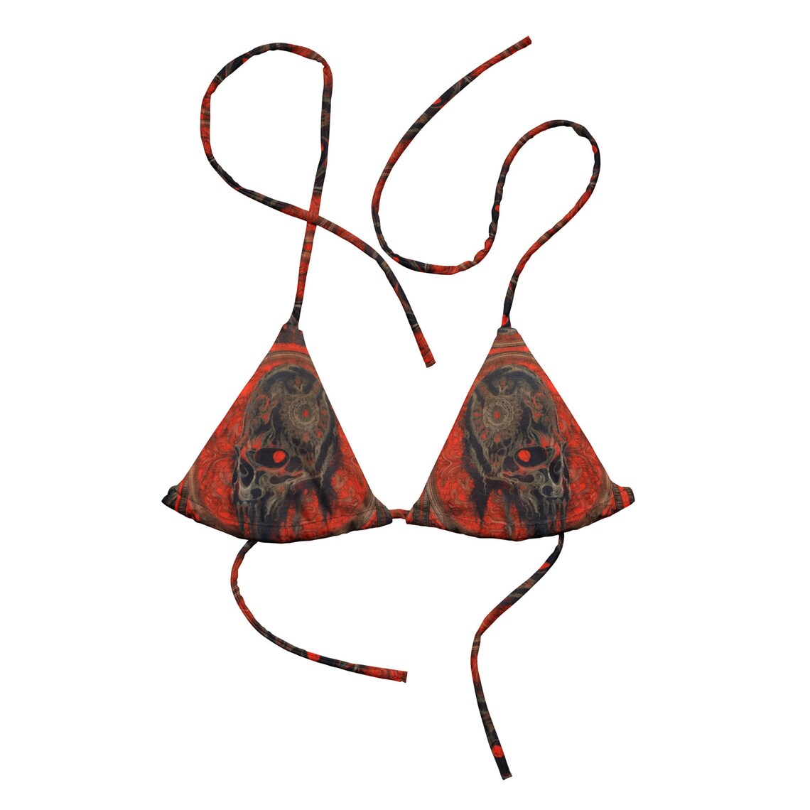 Goth Skull Rococo Black Red String Bikini Top Vintage Inspired Baroque ...