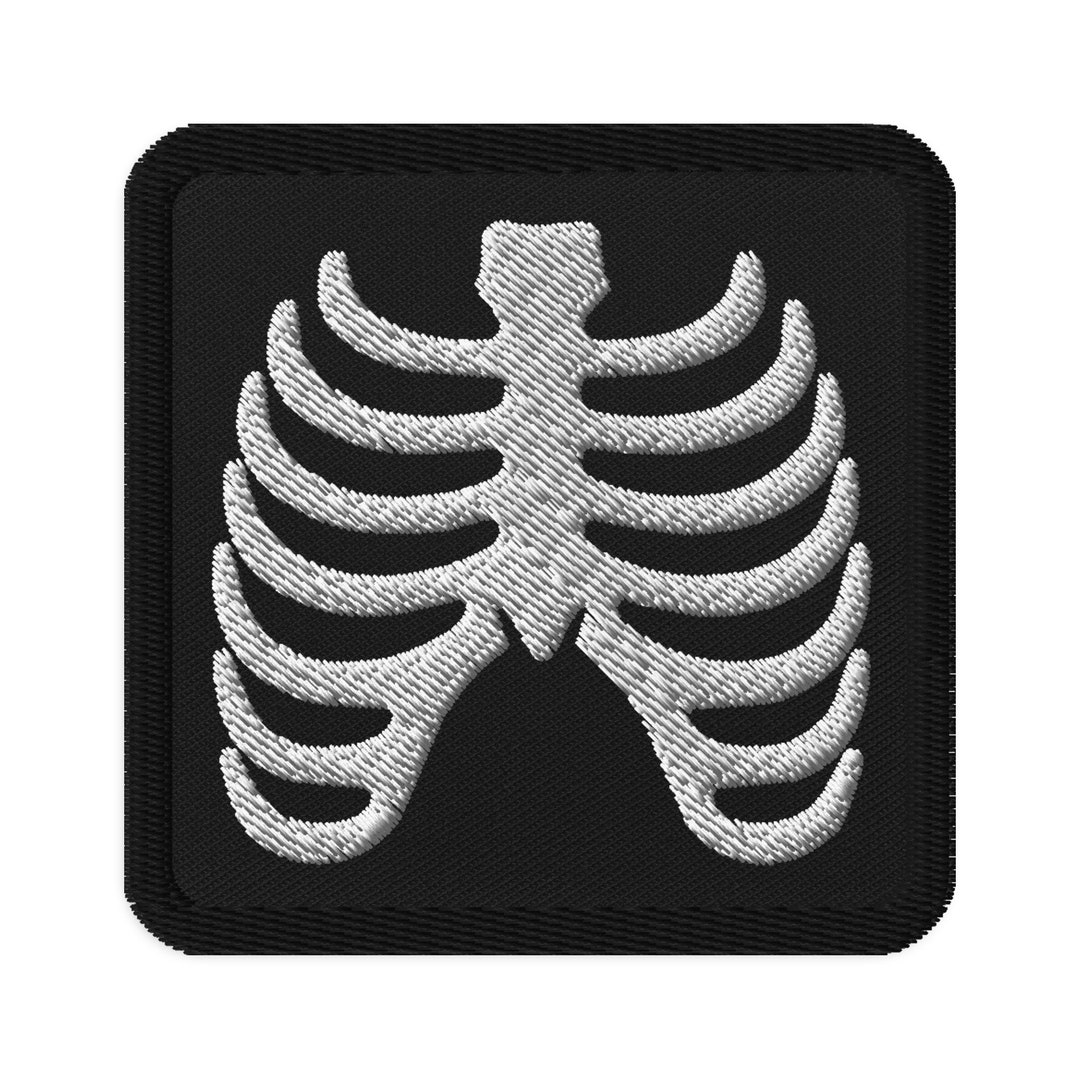 Rib Cage Embroidered Patch Fun Spooky Jean Jacket Leather Backpack Bag ...